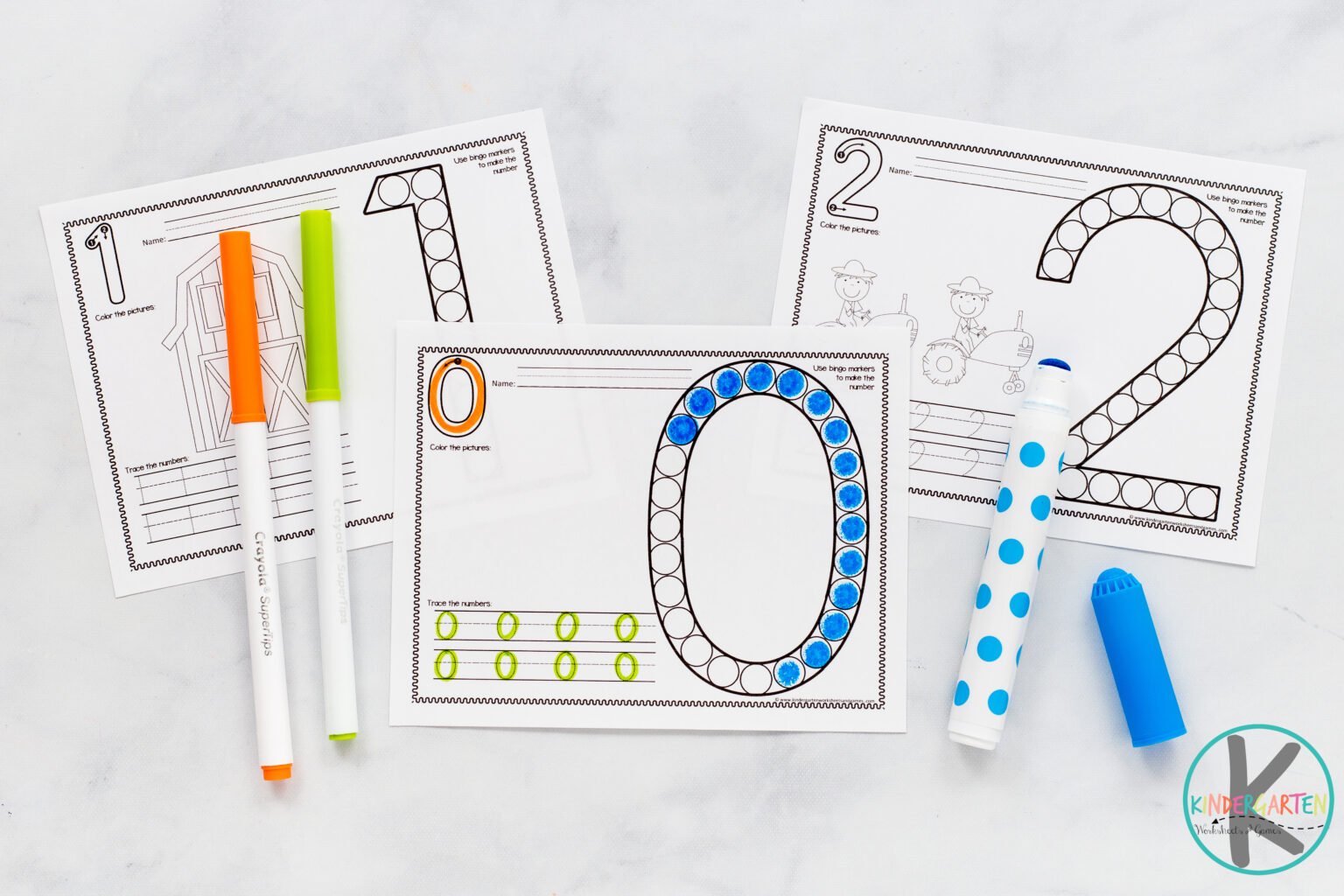 🚜FREE Printable Farm Bingo Dauber Number Worksheets