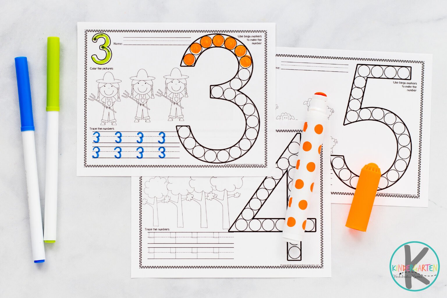 🚜FREE Printable Farm Bingo Dauber Number Worksheets