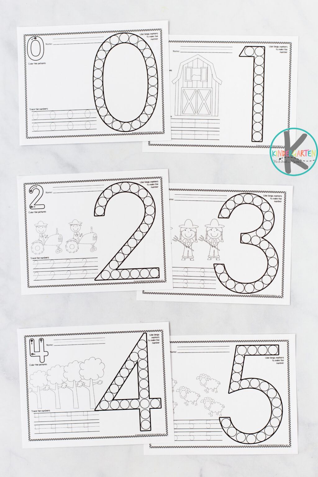 🚜FREE Printable Farm Bingo Dauber Number Worksheets
