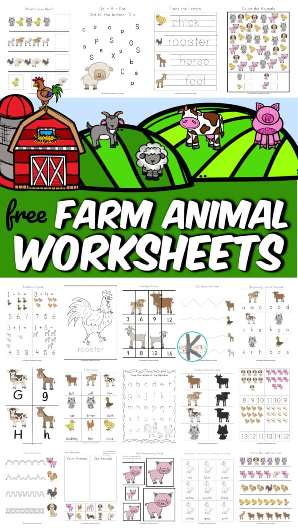 🚜 Farm Cut-and-Paste Simple Sentences for Kindergarten Worksheet