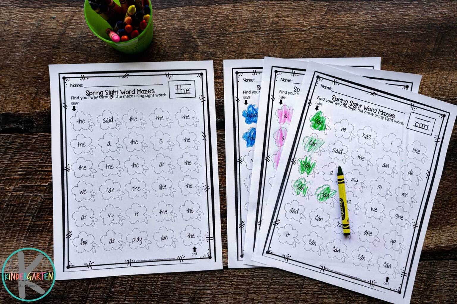 🌸 FREE Printable Flower Sight Word Maze Worksheets for Kindergarten