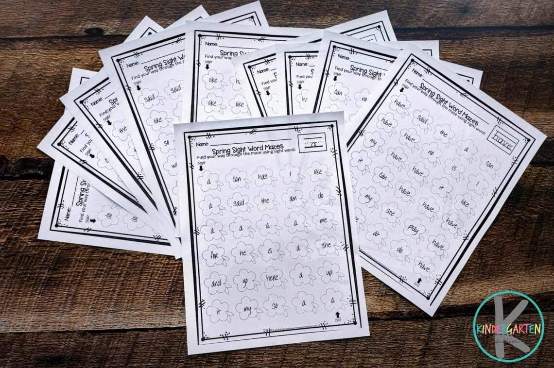 🌸 FREE Printable Flower Sight Word Maze Worksheets for Kindergarten