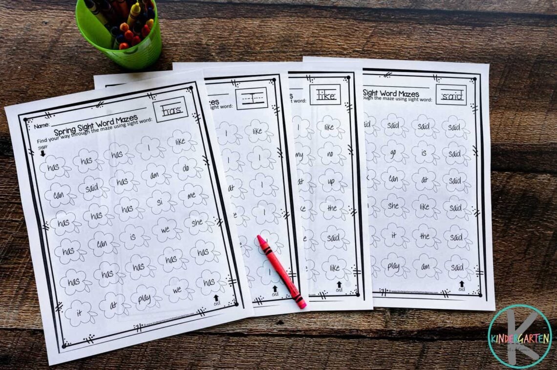 🌸 FREE Printable Flower Sight Word Maze Worksheets for Kindergarten