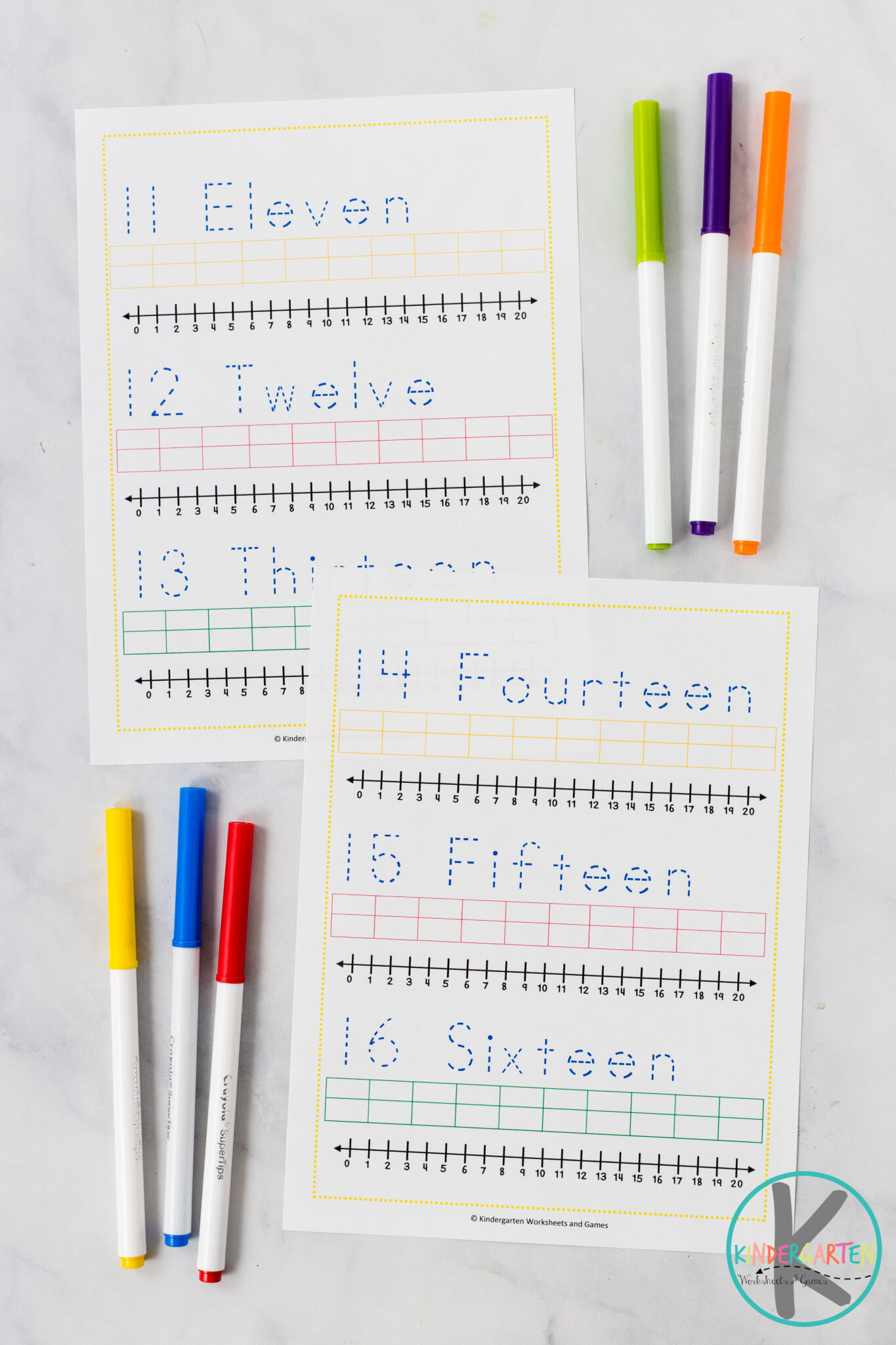 FREE Printable Teen Numbers 11-20 Worksheets