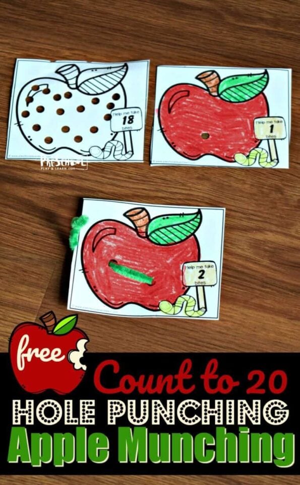 🍎 FREE Printable Apple Counting Math Activity for Numbers 1-20