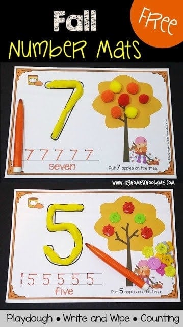 Fall Number Tracing Worksheets