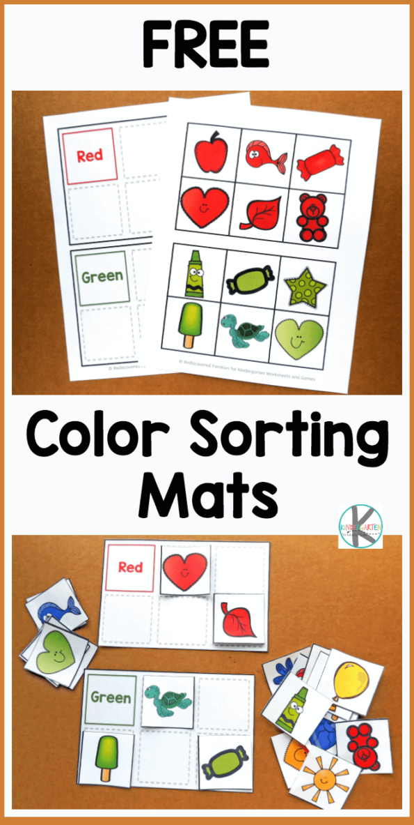 Learn Kindergarten Colors with Color Sorting Mats Worksheets pdf