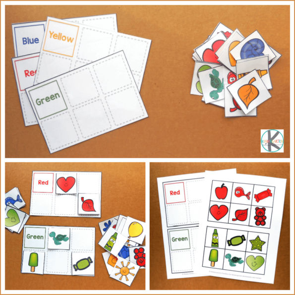 Learn Kindergarten Colors with Color Sorting Mats Worksheets pdf