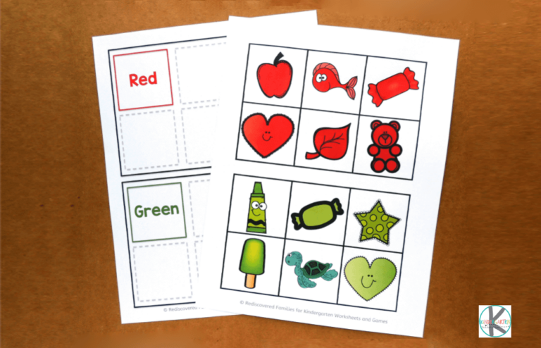 Learn Kindergarten Colors with Color Sorting Mats Worksheets pdf
