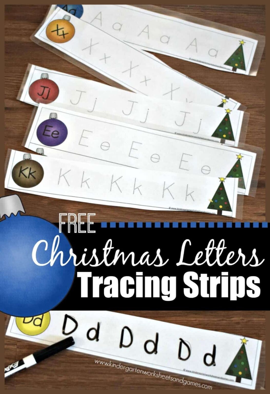 🎄 FREE Christmas Alphabet Letter Tracing Strips Printable for Kids