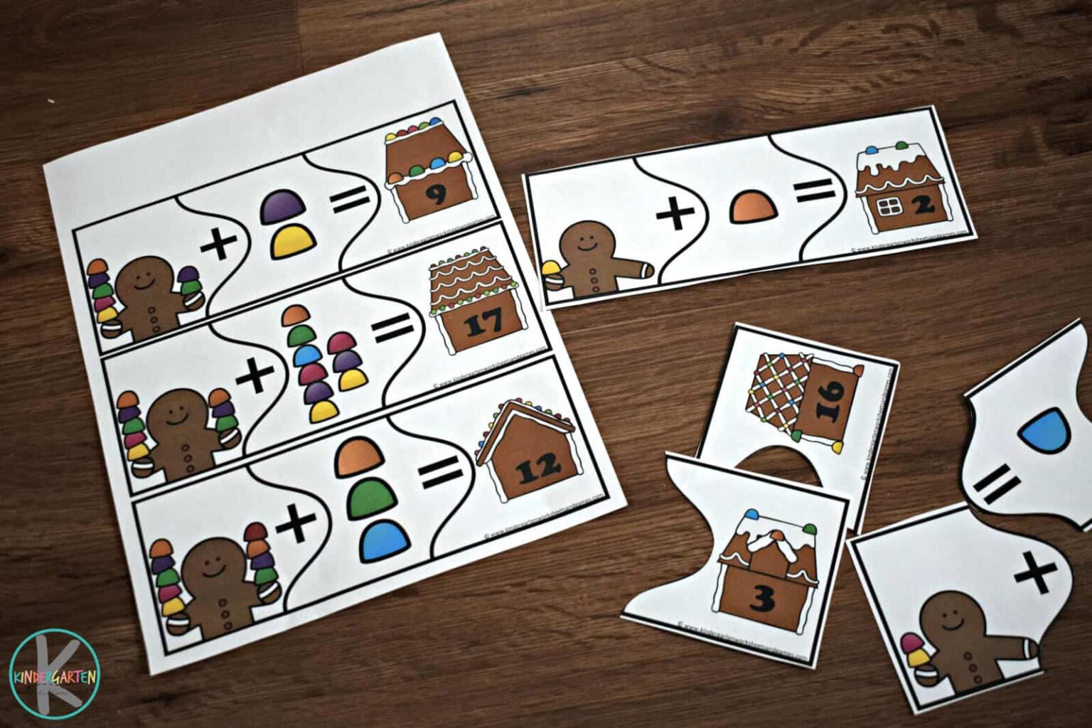 🎄 FREE Printable Christmas Gingerbread Math Addition Activities Puzzles