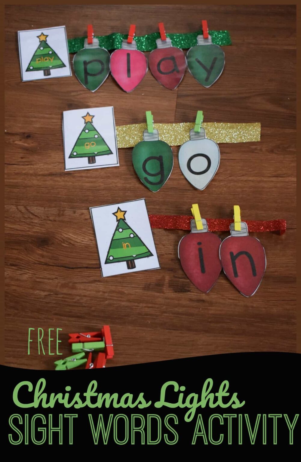 Stringing Christmas Sight Words Activity