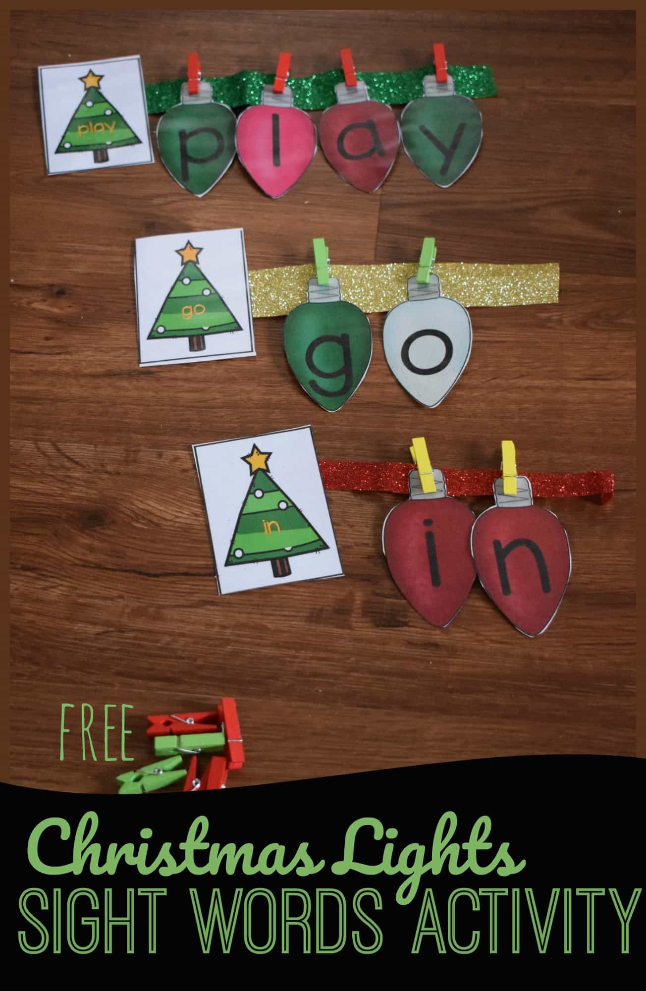 Stringing Christmas Sight Words Activity