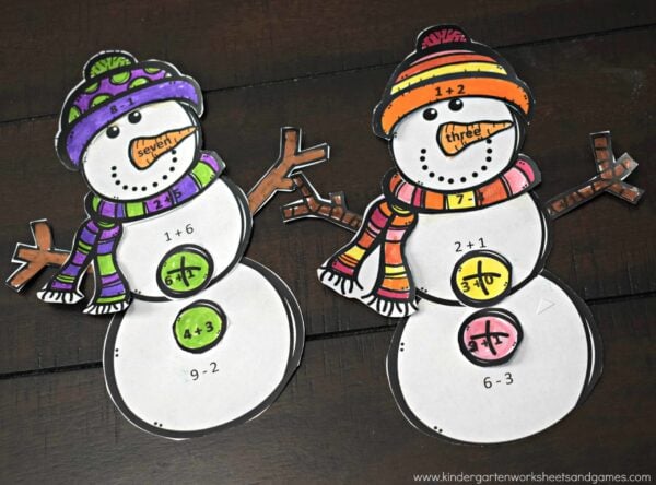⛄ FREE Snowman Math Craft Printable for Kindergarten