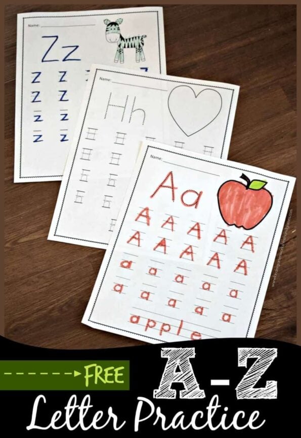 FREE A to Z Worksheets for Kindergarten