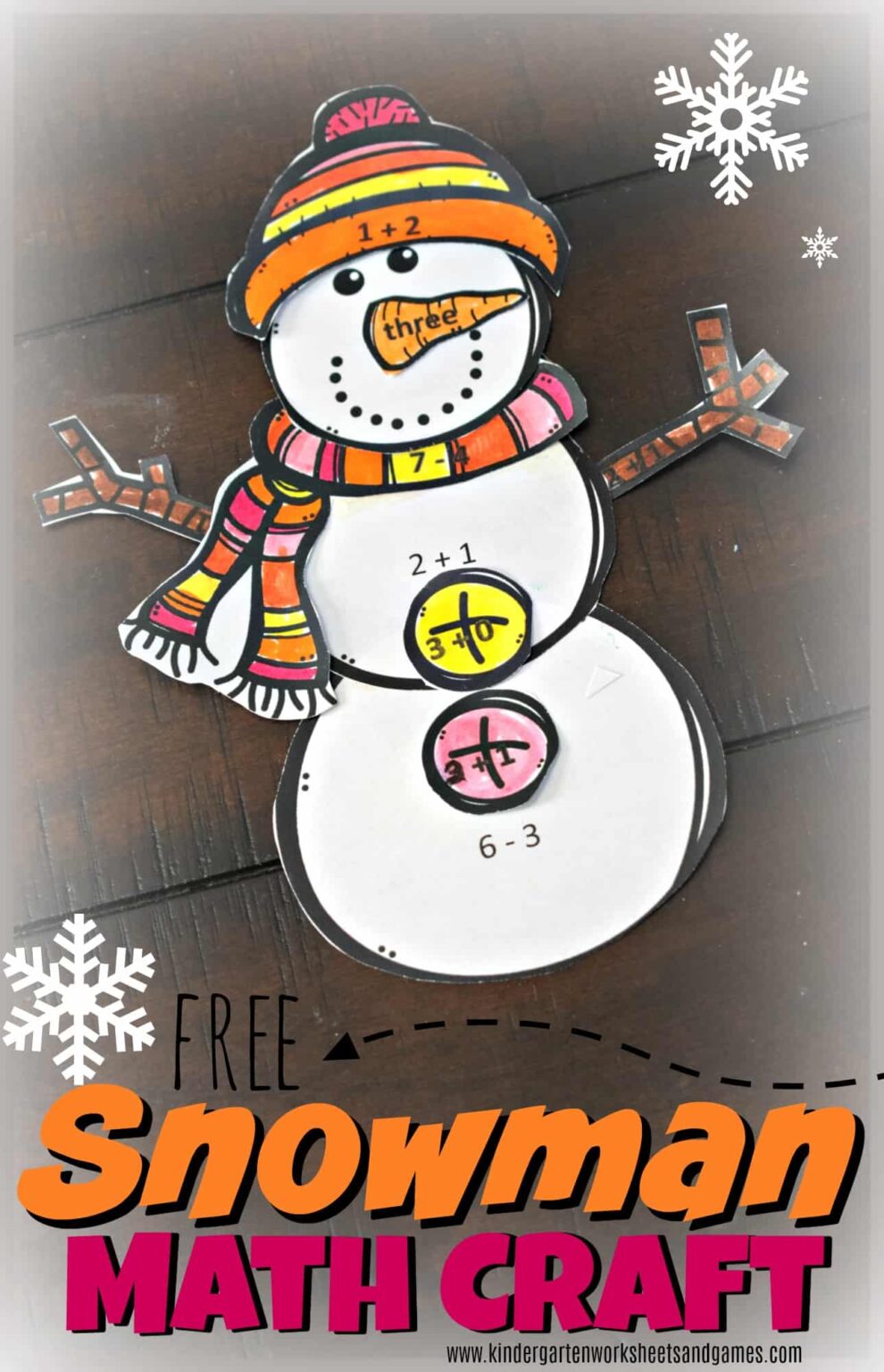 FREE Winter Snowman Math Worksheets for Kindergarten