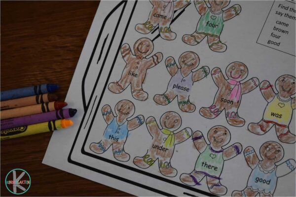 🎄 Free Christmas Gingerbread Sight Word Coloring Pages