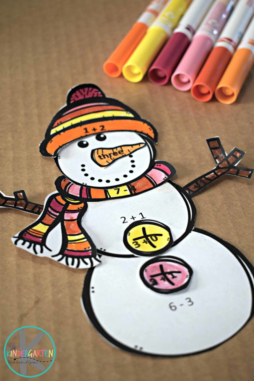 ⛄ FREE Snowman Math Craft Printable for Kindergarten