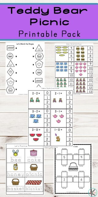 🧸 FREE Teddy Bear Picnic Worksheet Printables