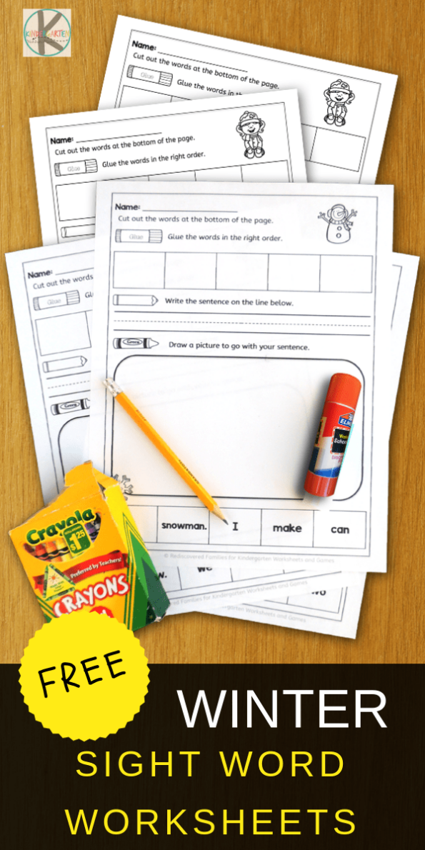 ️️ Free Cut and Paste Sight Words Worksheets for Winter