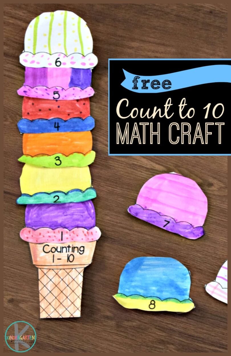 Count to 10 Ice Cream Math Craft (free printable)