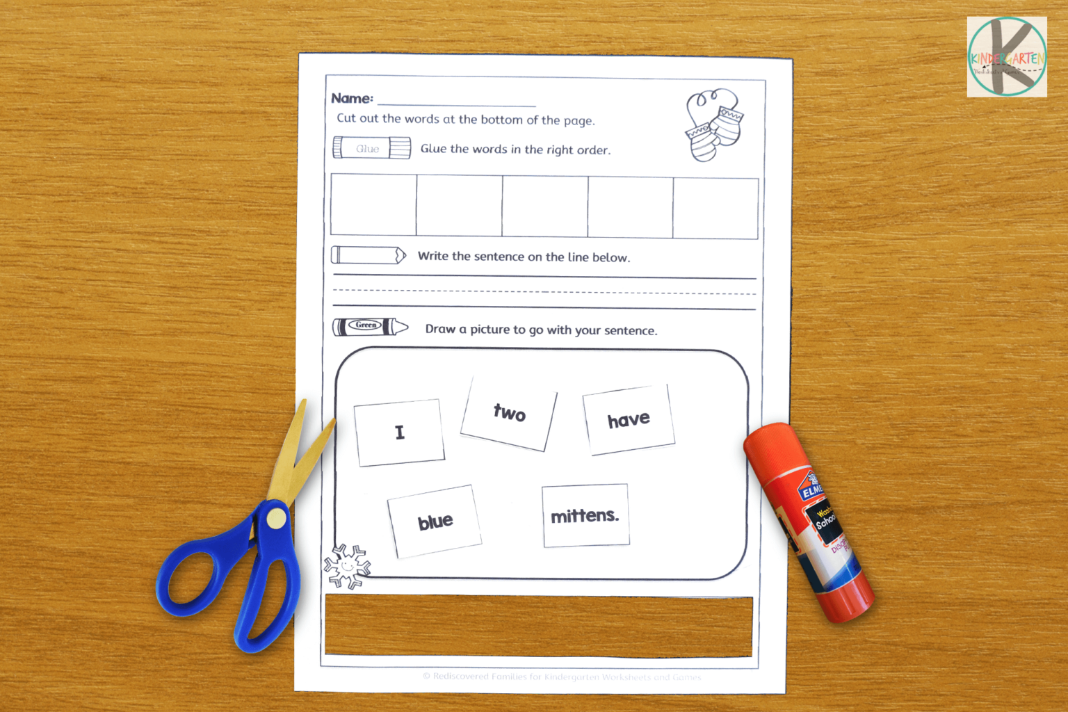 ️️ Free Cut and Paste Sight Words Worksheets for Winter