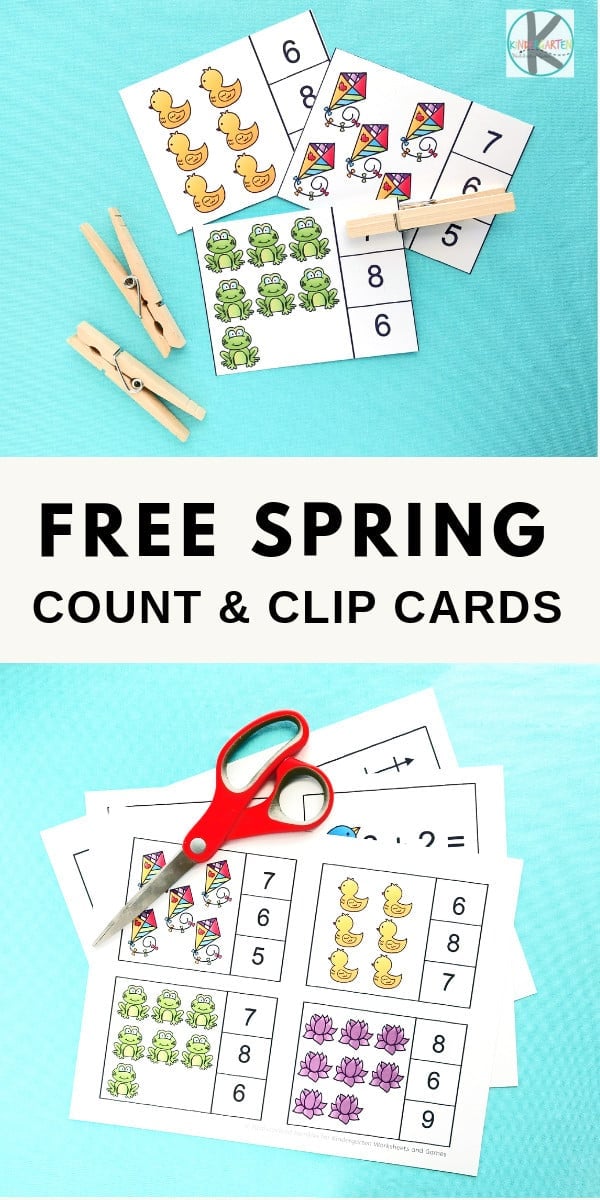 FREE Printable Spring Math Addition Clip Cards Activity for Kindergarten
