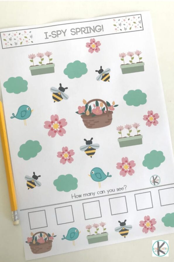 FREE I Spy Spring Worksheets for Preschool & Kindergarten Worksheet