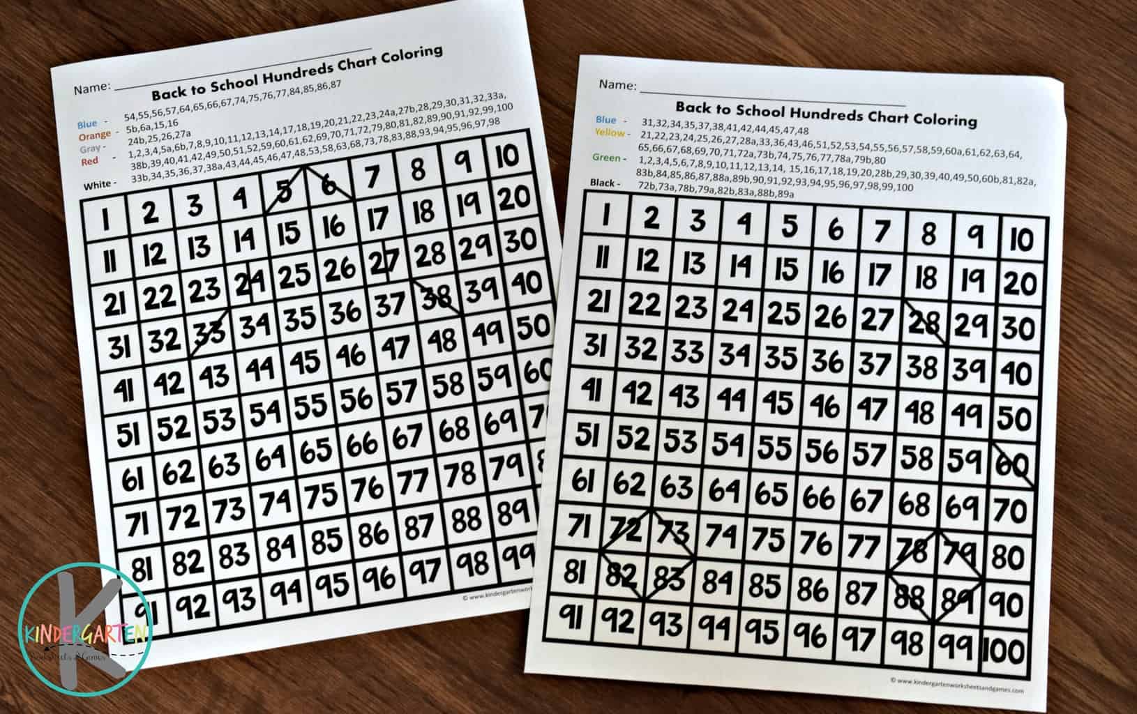 Back to School Interactive Hundreds Chart Printable Activity
