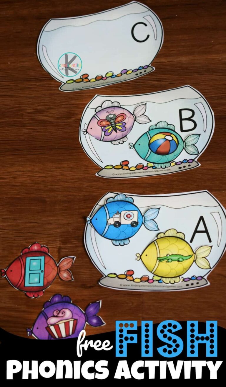 🐠 FREE Printable Fish Beginning Sounds Phonics Kindergarten Activity