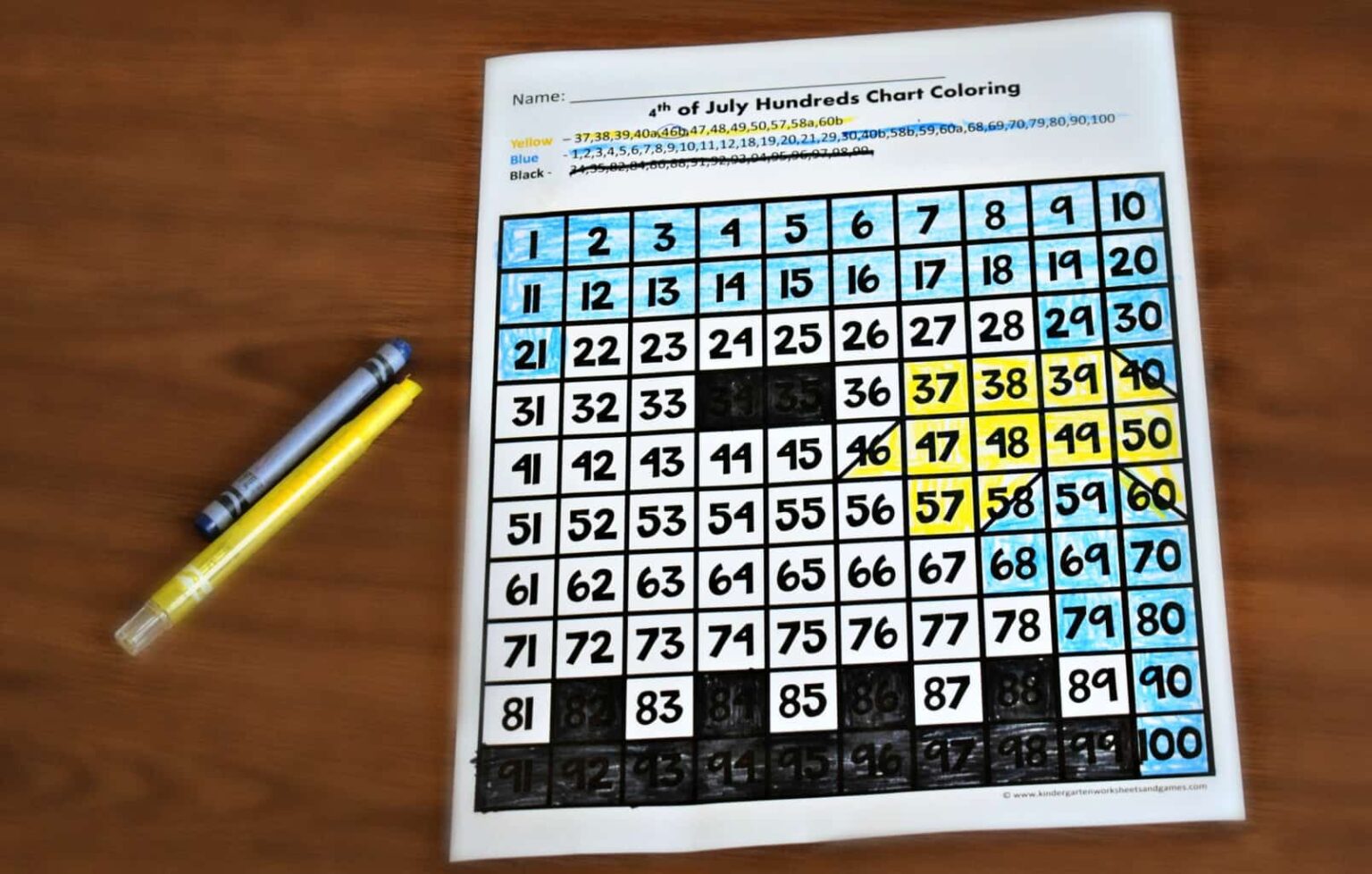 🦅 FREE 4th of July Math Worksheets - Hundreds Chart Color by Number