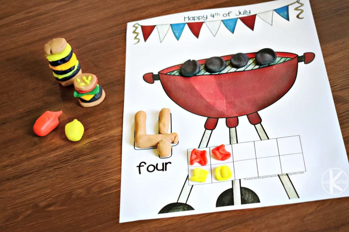 🌭 FREE 4th of July Printable Summer Playdough Mat Activity