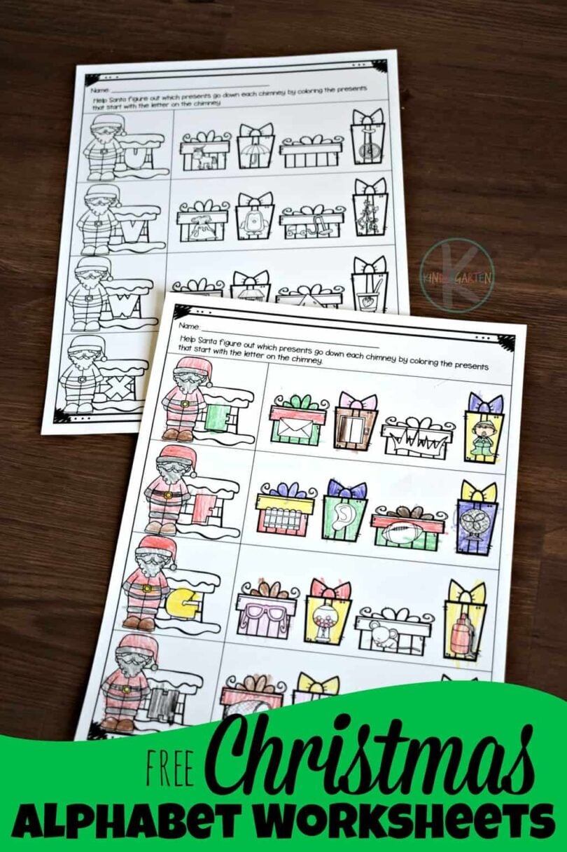 🎄 FREE Alphabet Christmas Worksheets for Kindergarten