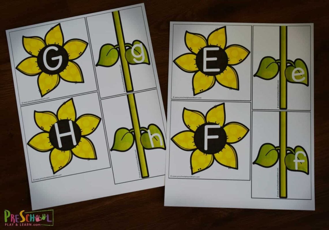 FREE Sunflower Letter Matching Activity
