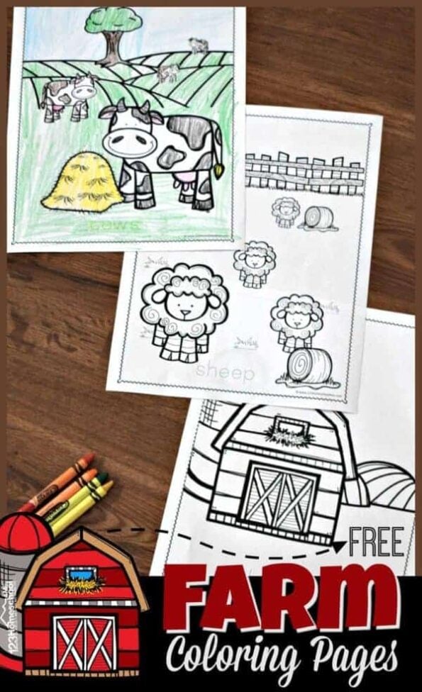 🚜 Farm Cut-and-Paste Simple Sentences for Kindergarten Worksheet
