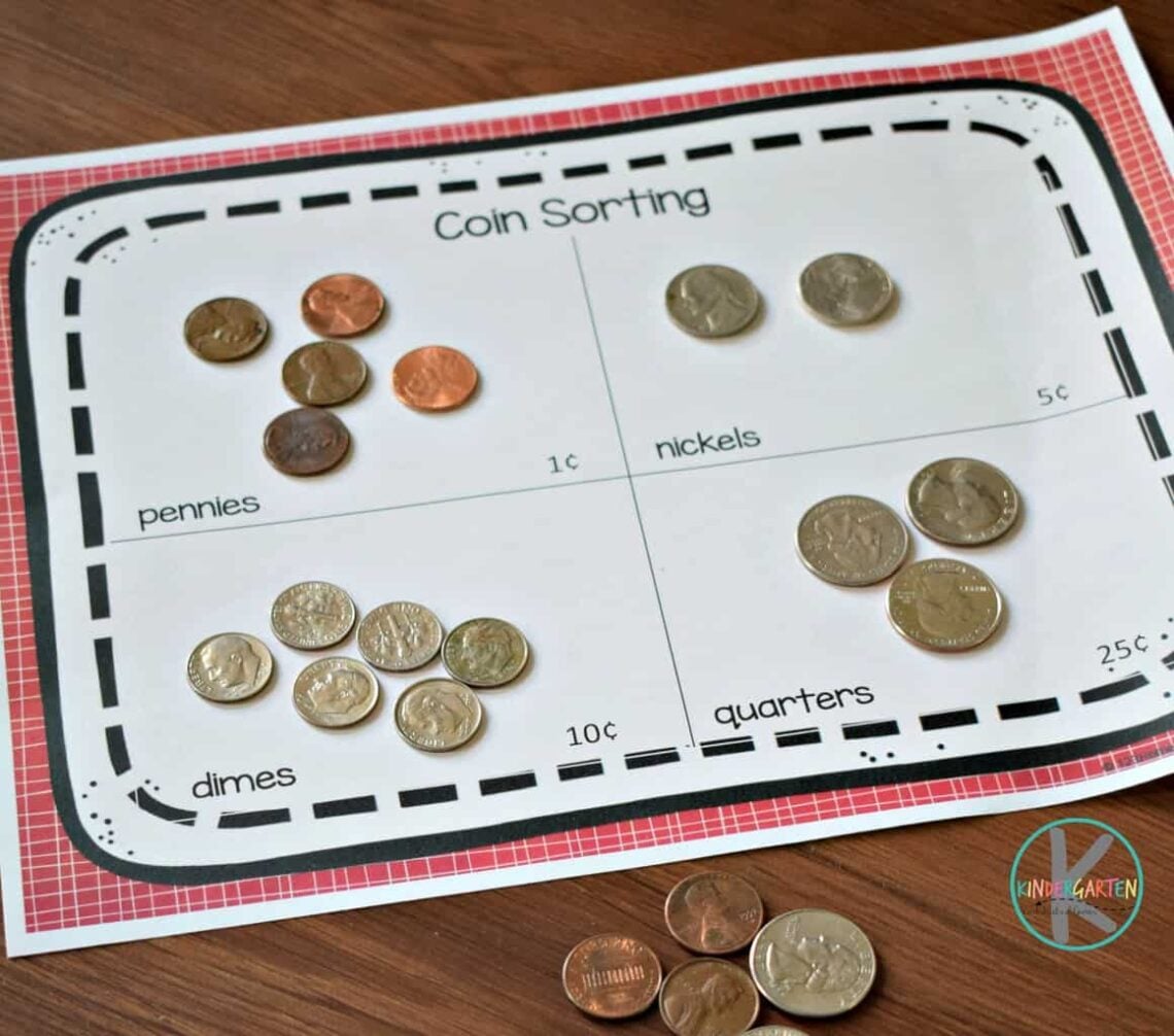 FREE Sorting Coins Printable Money Mats