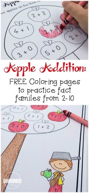 FREE Apple Math - Counting Coloring Pages
