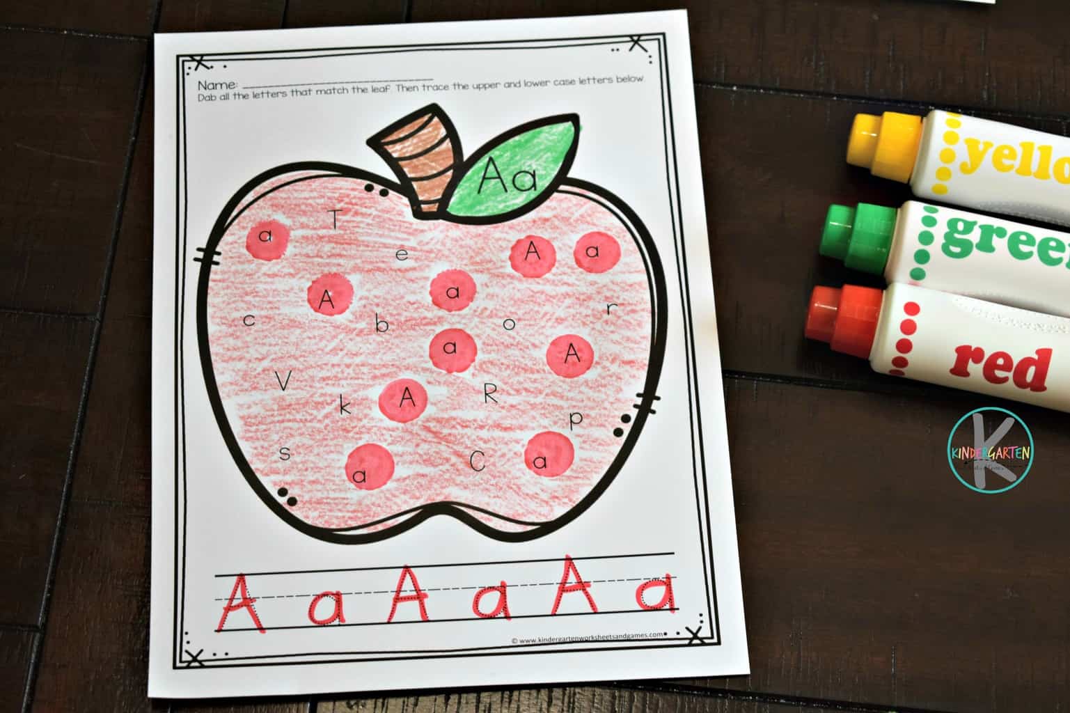 Apple Alphabet Letter Tracing Worksheets