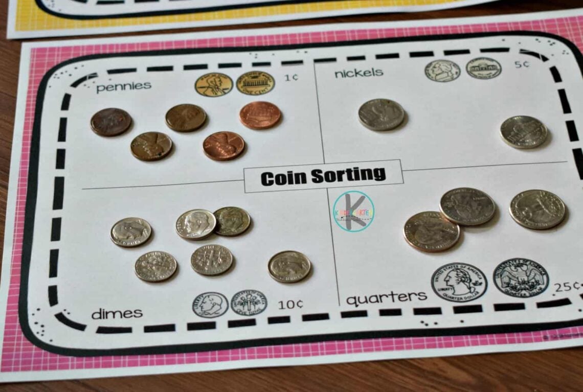 FREE Sorting Coins Printable Money Mats