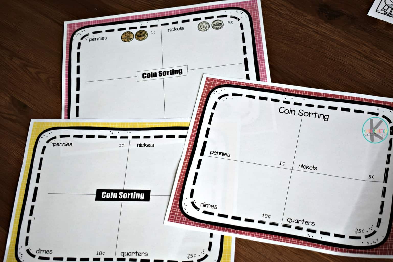 FREE Sorting Coins Printable Money Mats