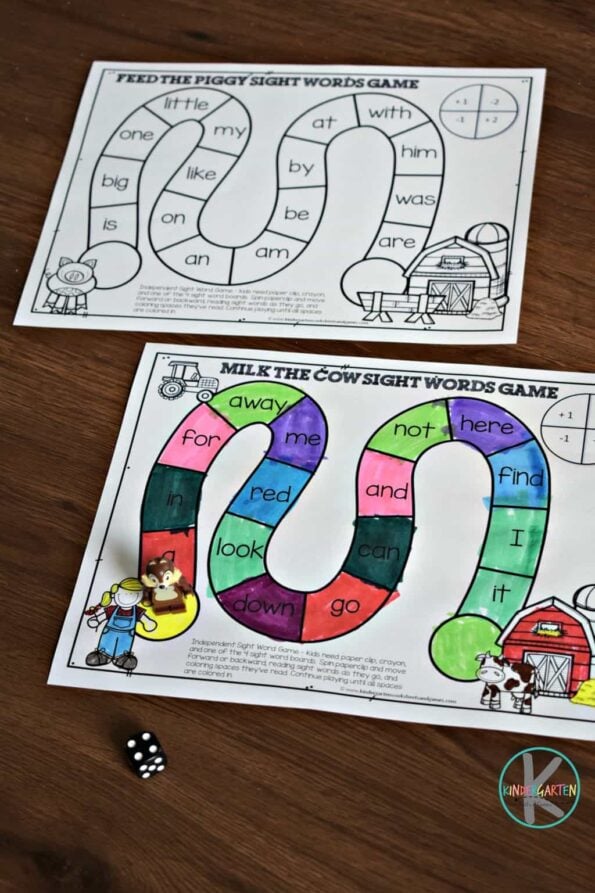 FREE Farm Printable Sight Word Games for Kindergartners and Grade 1
