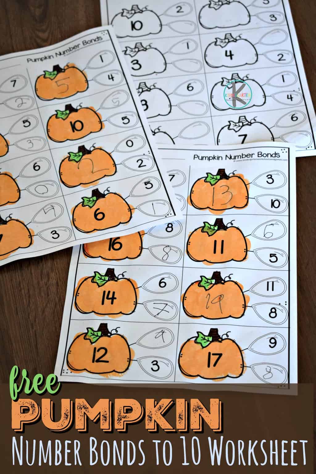 "Sticky" Number Bonds to 20 Worksheet