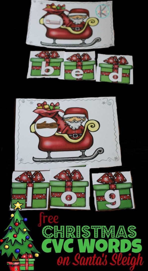 FREE Christmas Worksheets Matching Beginning Sounds