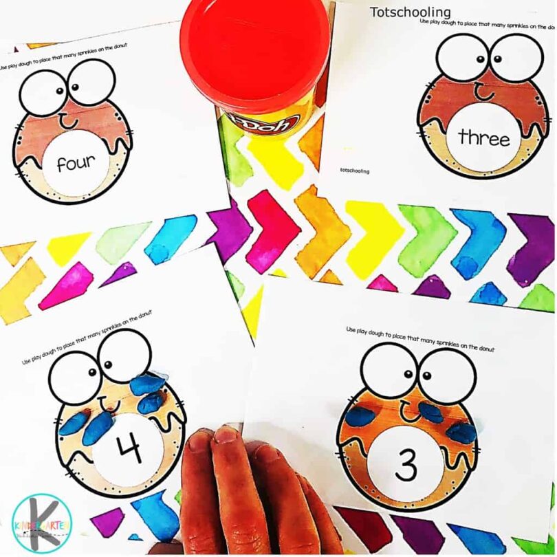 FREE Donut Printable Counting Playdough Mats