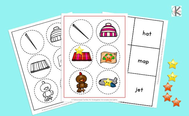 FREE FREE Printable CVC Words Bump Games for Kindergarten