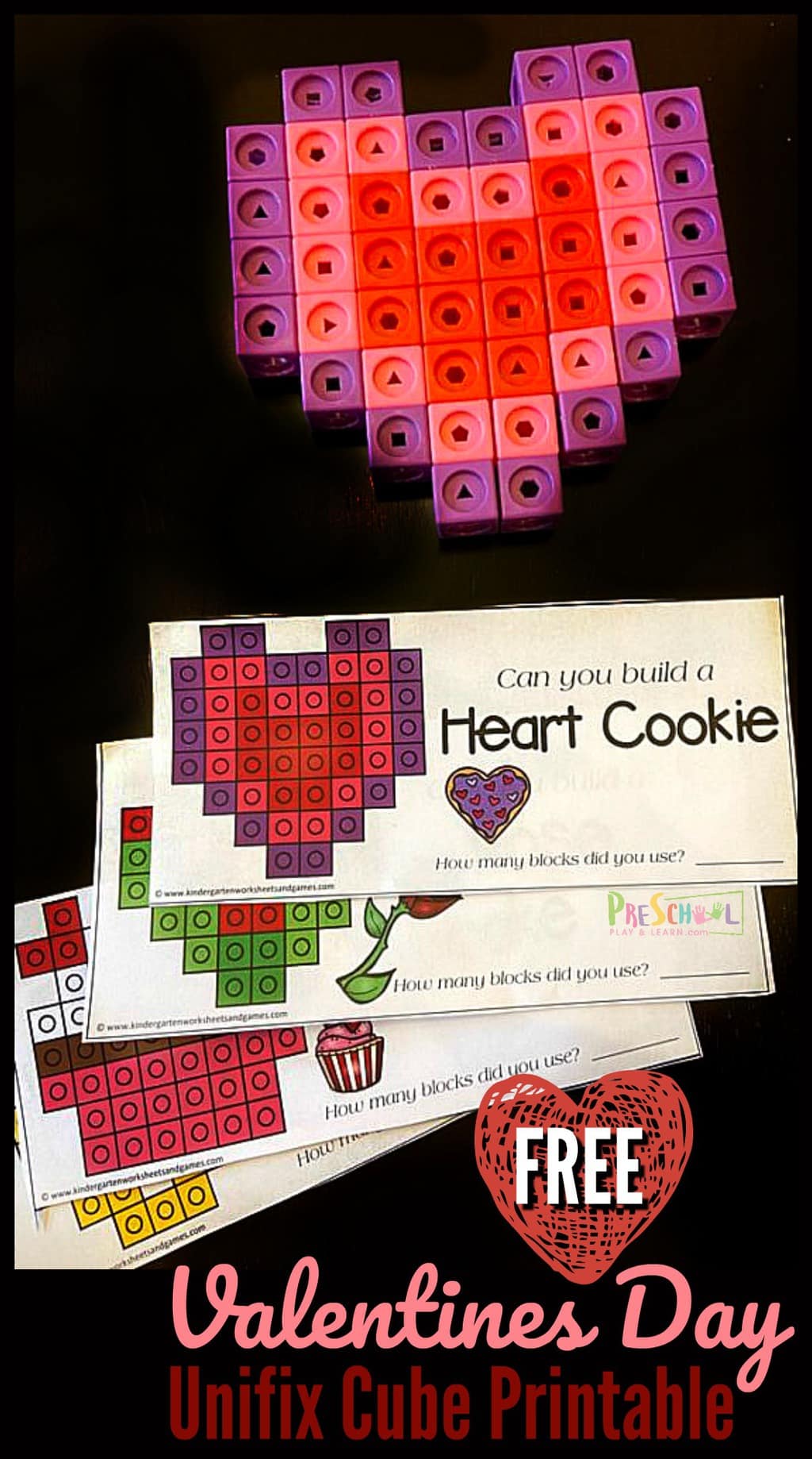 FREE Valentines Day Math Worksheets with Snap Cubes Activity