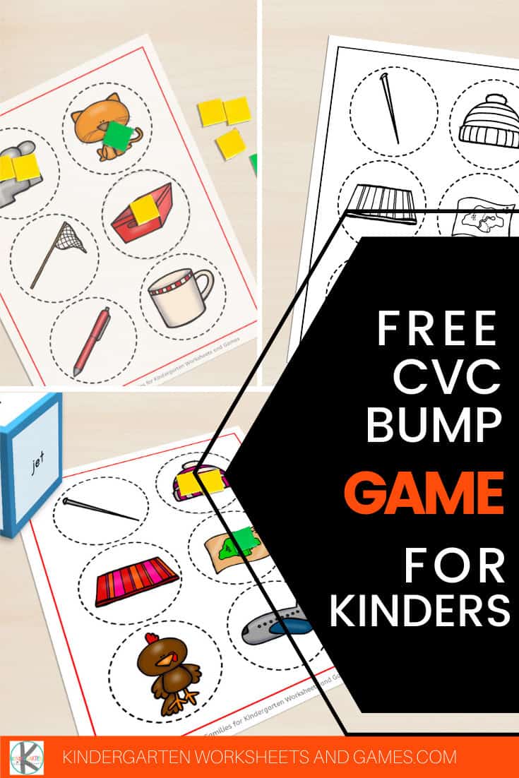 FREE FREE Printable CVC Words Bump Games for Kindergarten