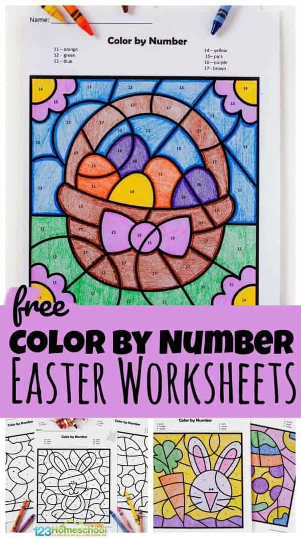 FREE FREE Printable Easter Color by Number Hat Craft Activity for Kids