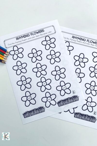 FREE Rhyming Flowers Worksheet