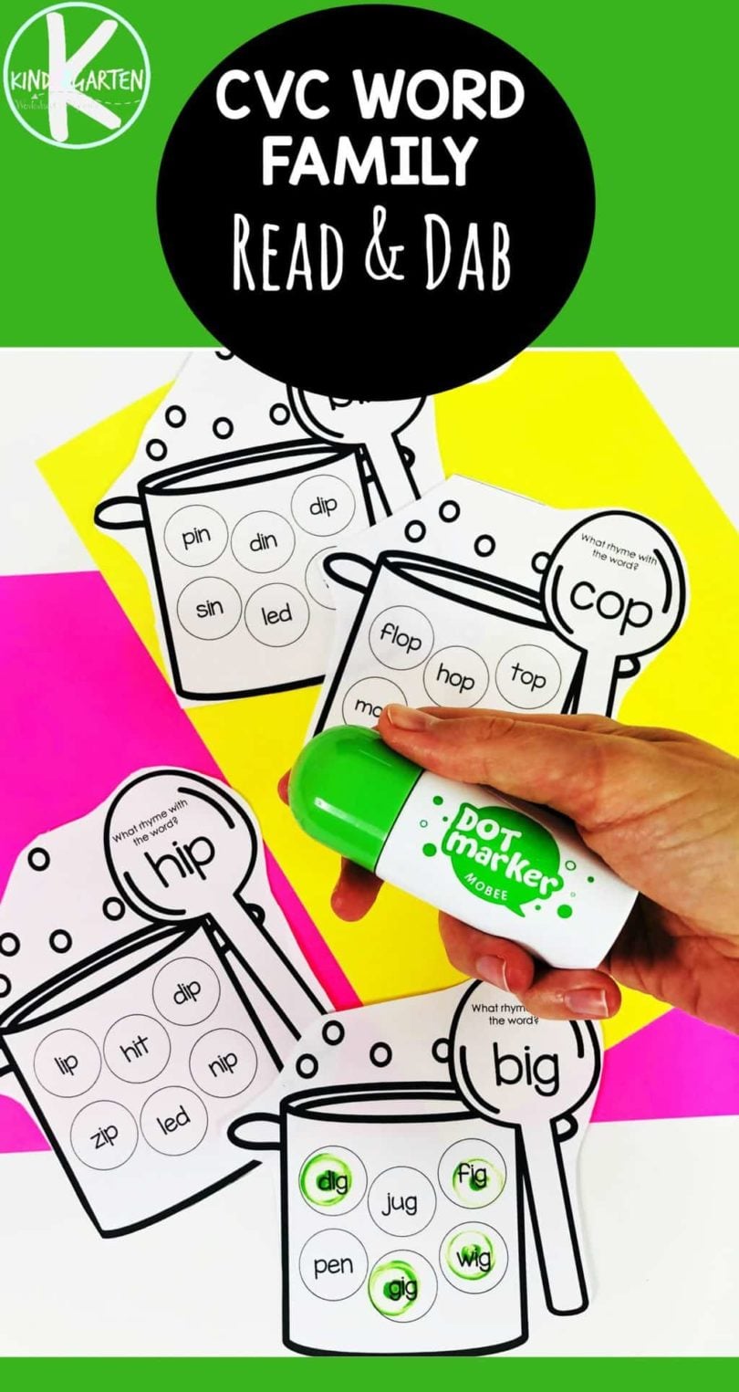 FREE Printable -ig Word Family Worksheets for Kindergarten